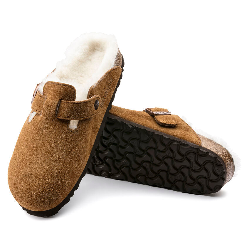 Birkenstock Boston Shearling Suede Clogs - Mink (Regular Birkenstock Boston Shearling Suede Clogs - Mink (Regular